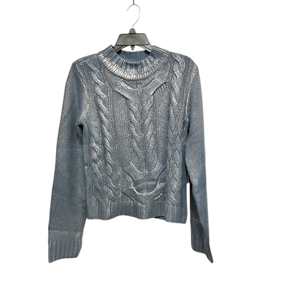RACHEL Rachel Roy | Sweaters | Rachel Roy Metallic Blue Cowl Neck Cable ...